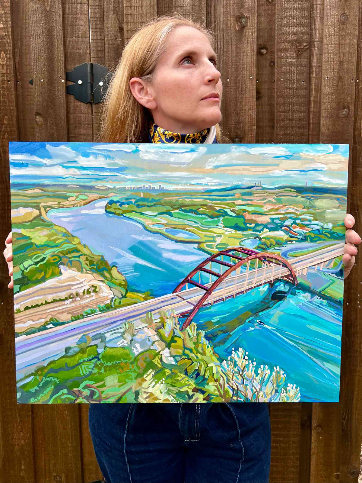 Austin's Pennybacker Bridge Painting, Original Gouache Painting of 360 ...