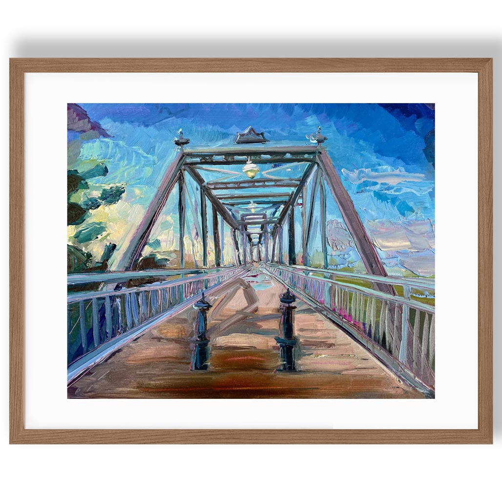 Faust Bridge Painting, Hand signed art print of historic New Braunfels ...